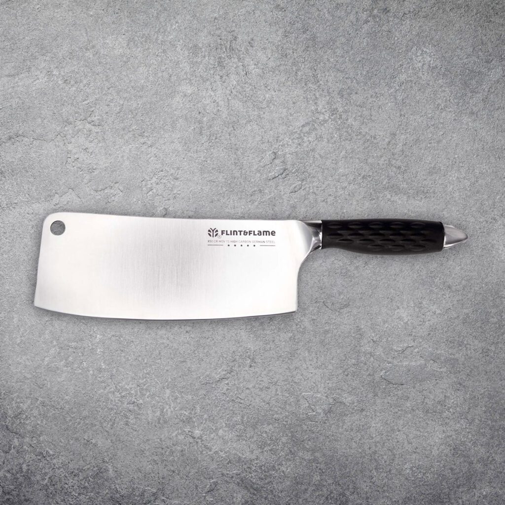 8" PRO Series Butchers Cleaver With Lockable Blade Cover | Flint & Flame
